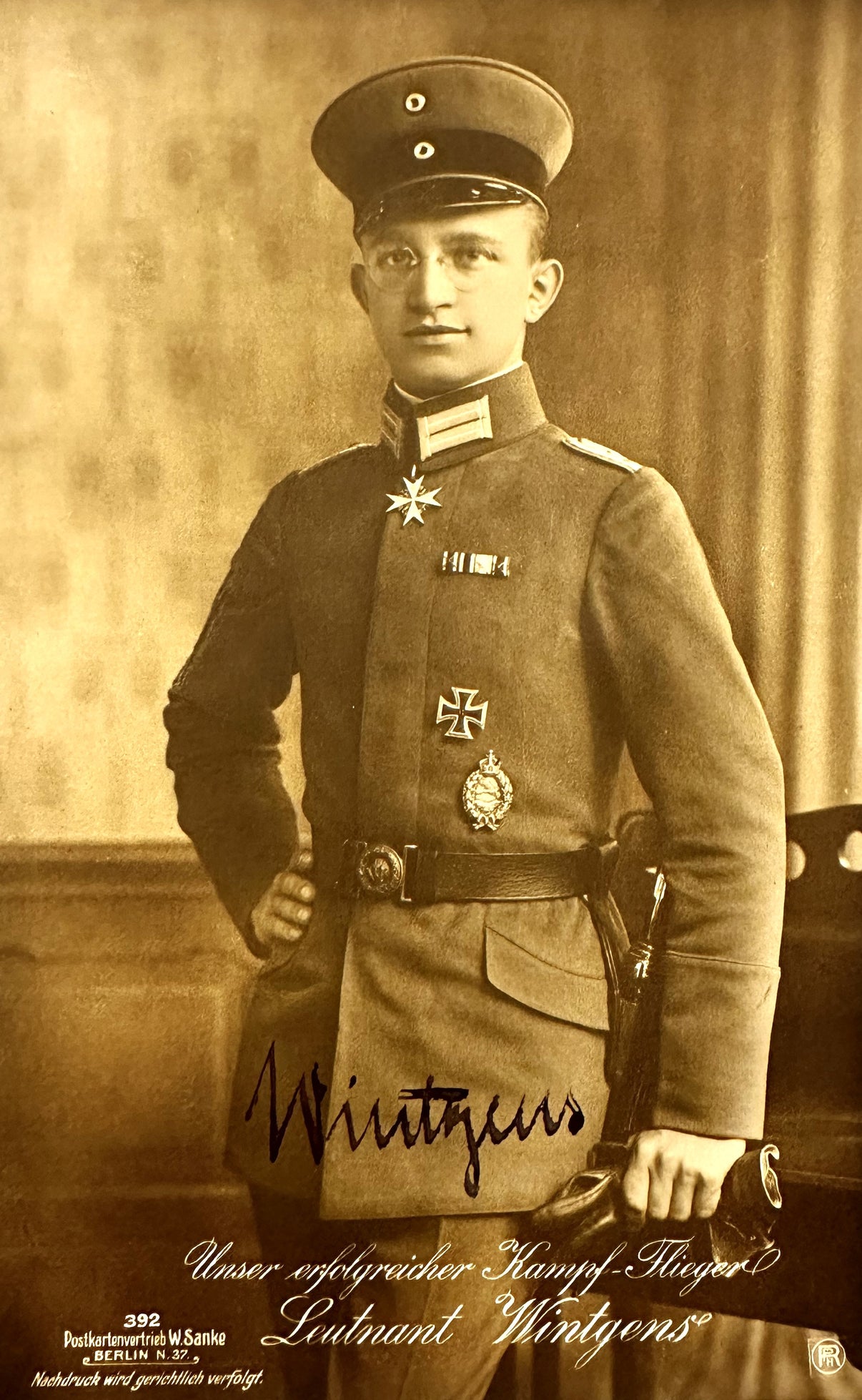 Autographed Sanke Card of Leutnant Kurt Wintgens – Derrittmeister Militaria Group